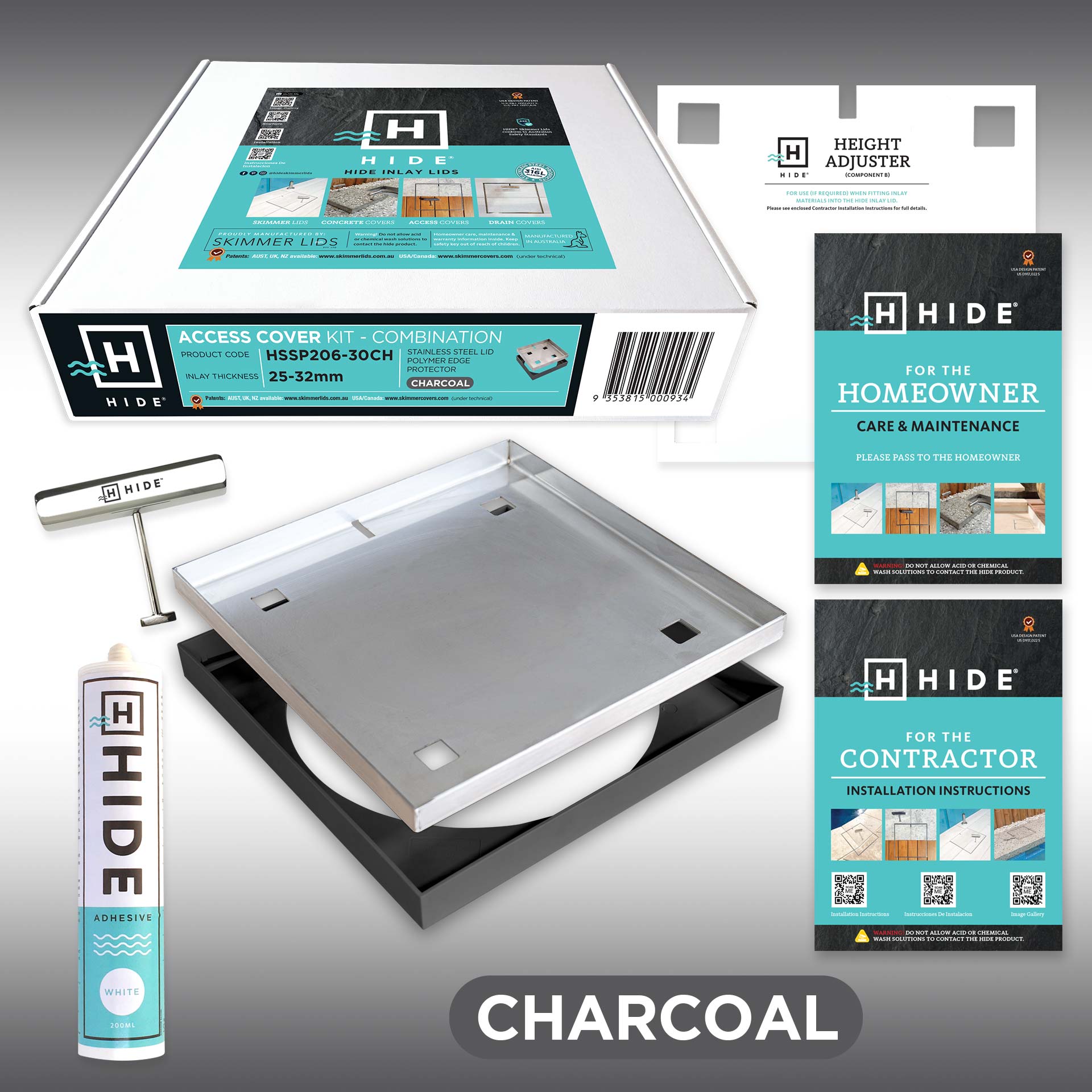 Hide Skimmer Lid & Access Cover - Stainless Steel Lid with Polymer Edg